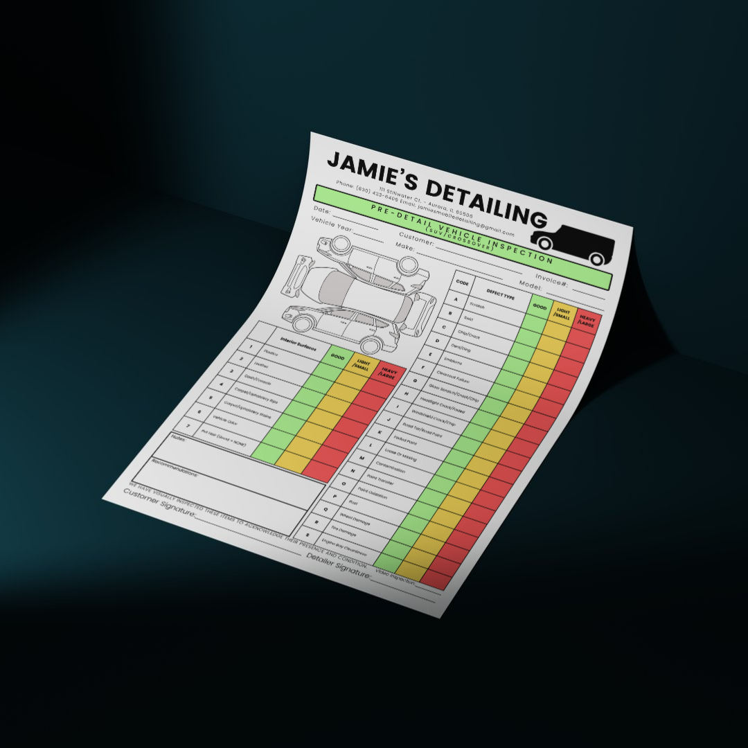 Inspection Templates - Jamie's Mobile Detailing
